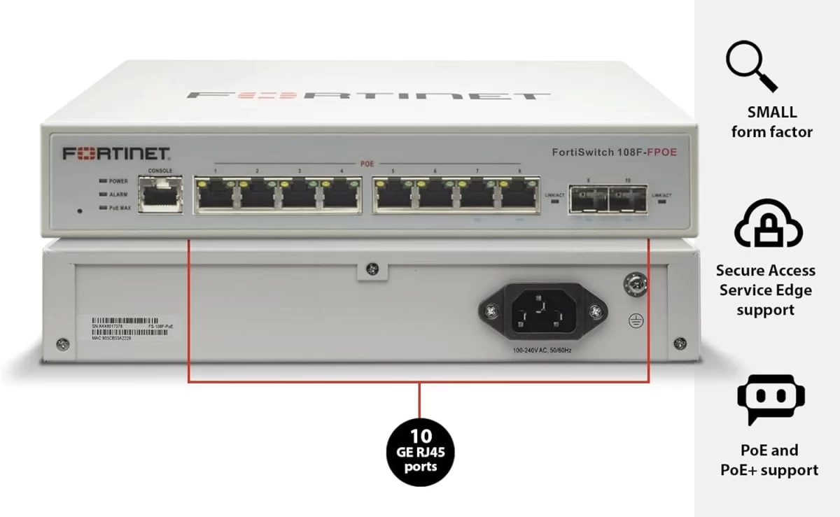 Fortinet FortiSwitch FS-108F Yönetilebilir Gigabit Ethernet Switch 8 ...